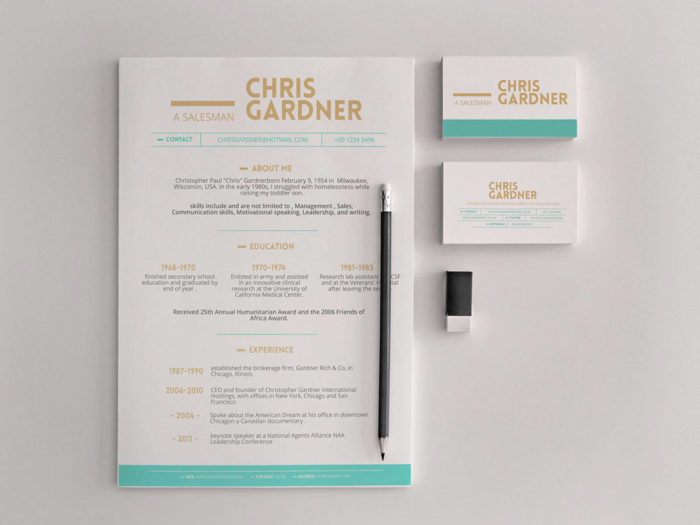 Free Simple Resume Template with Business Card
