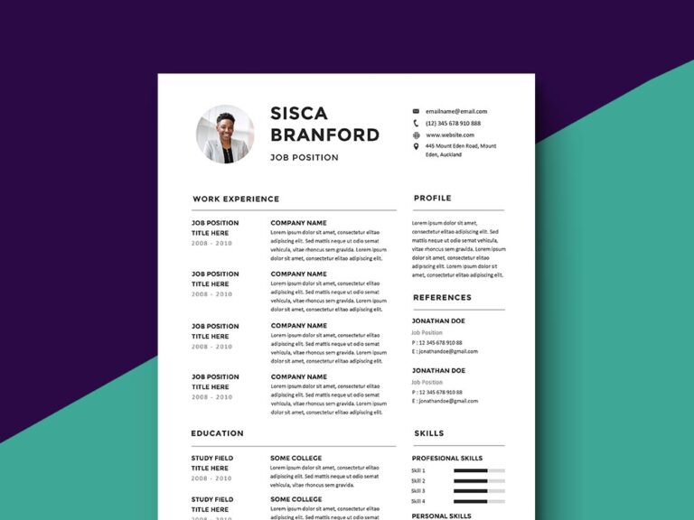Alex Resume Template - Free MS Word Resume Template with Cover letter Page