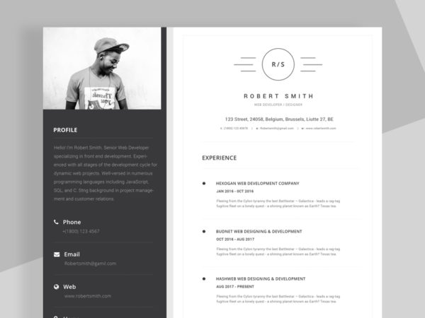 Free Unique Resume/CV Template with Stylish Design