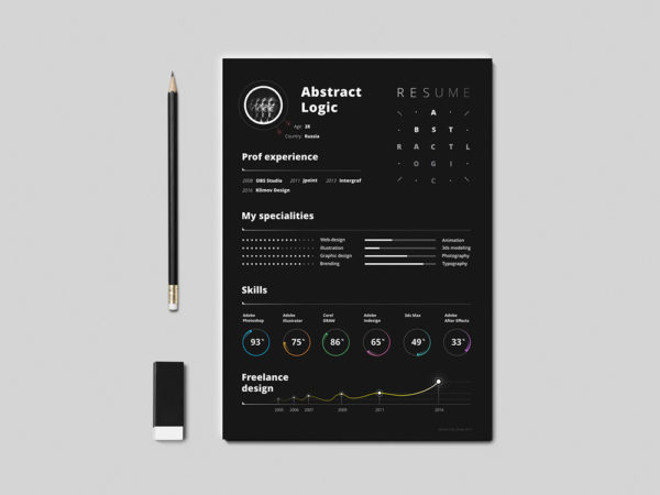 Abstract Resume - Free Dark Resume Template in Illustrator Format