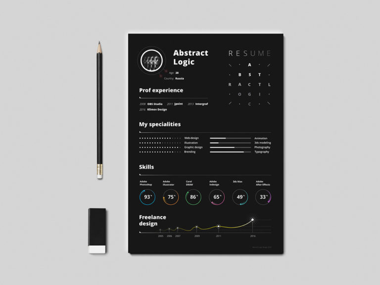 Abstract Resume - Free Dark Resume Template in Illustrator Format