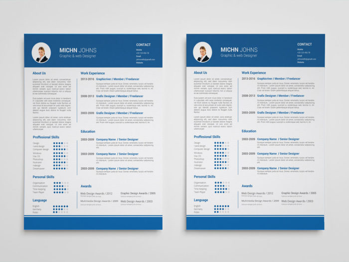 Clean Blue - Free Clean Blue Resume Template in Illustrator Format