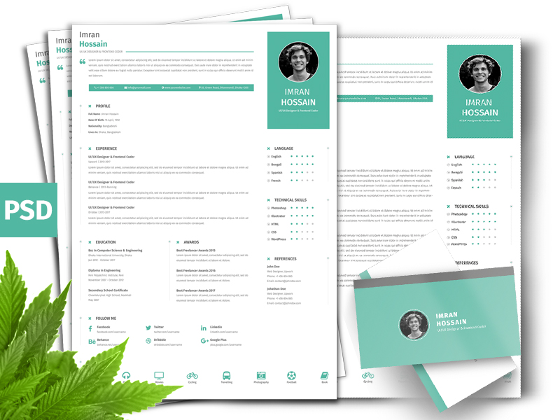 Clean Professional CV - Free Clean Professional Resume + Business Card