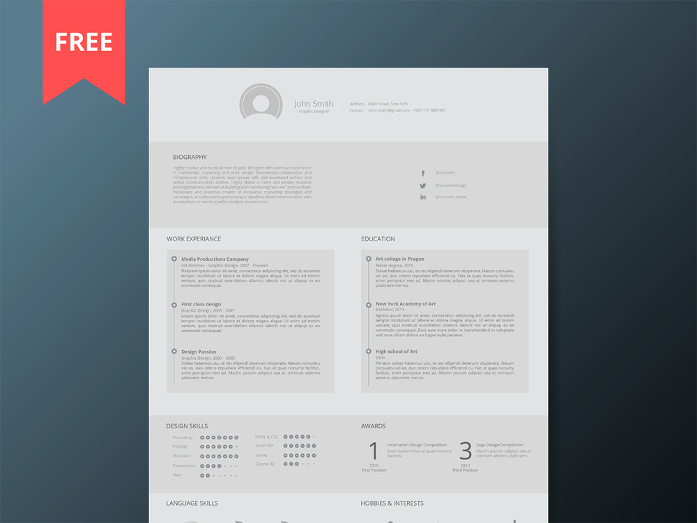 Free Light Resume Template for Job Seeker