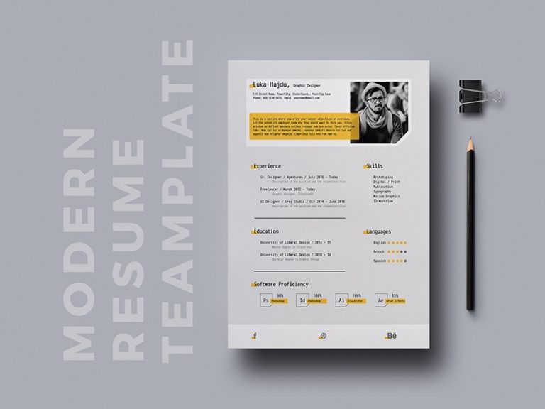 Free Modern CV Template in Indesign File Format