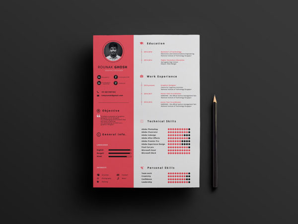 Free A4 Modern Resume Template with Cleand Design