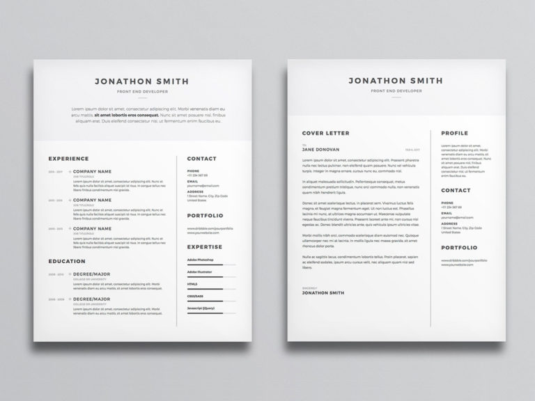 Free Clean CV and Cover Letter Template with Minimal Design