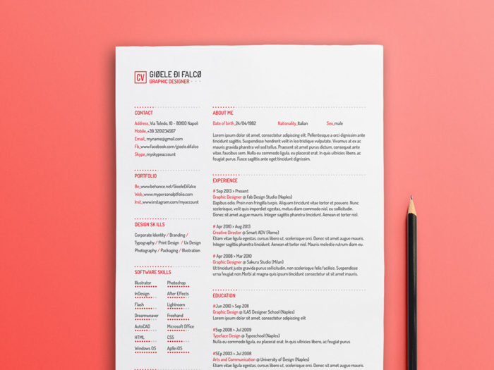 Free Simple Typographic Resume Template with Clean Design