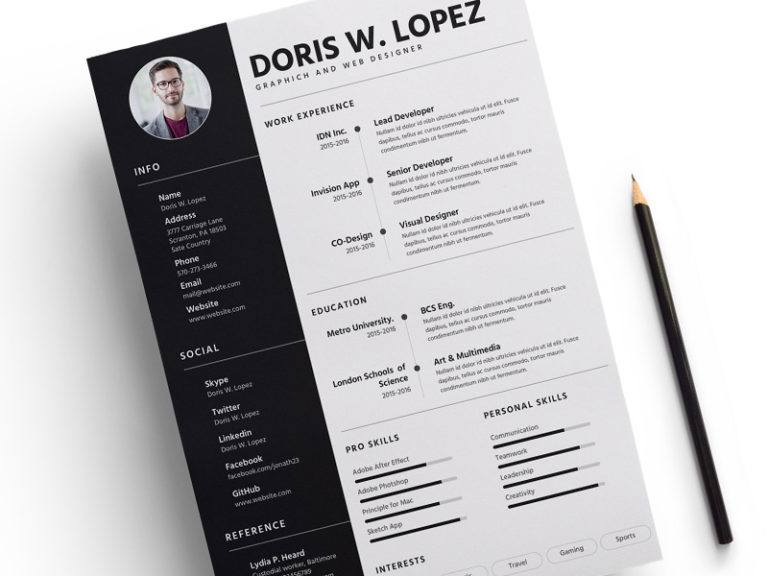Free Creative Sketch Resume Template for Job Seeker