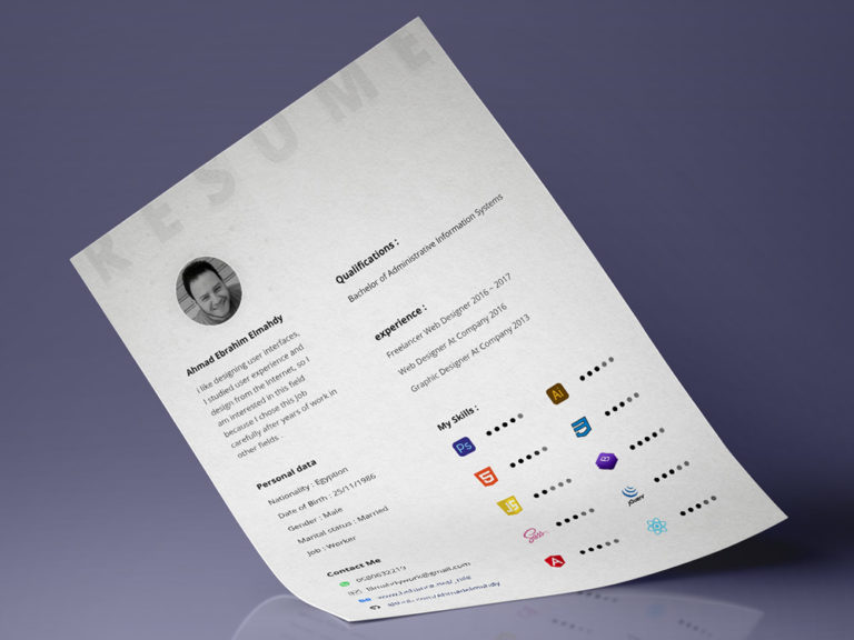Free Flat Indesign Resume Template with Elegant Design