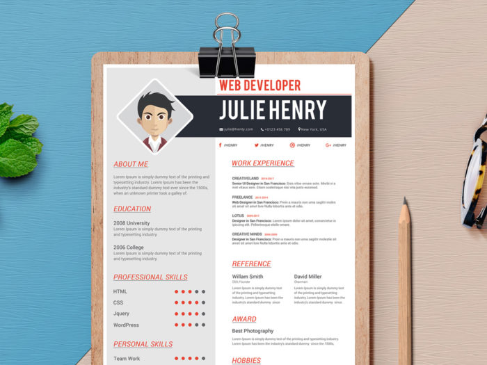 Free Corel Draw Resume Template in CDR File format
