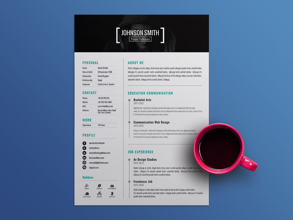 Johnson Smith Resume - Free Personal CV Template with Cover Letter Design