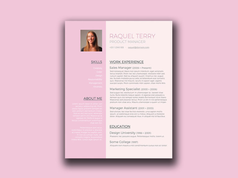 Ladies Resume - Free Feminine Resume Template in Word Format