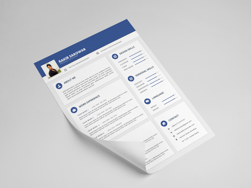 Free Material Style CV Template for Job Seeker