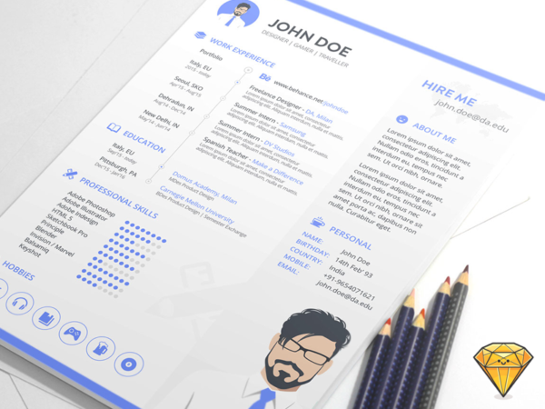 Free Minimalist Sketch Resume Template for Job Seeker