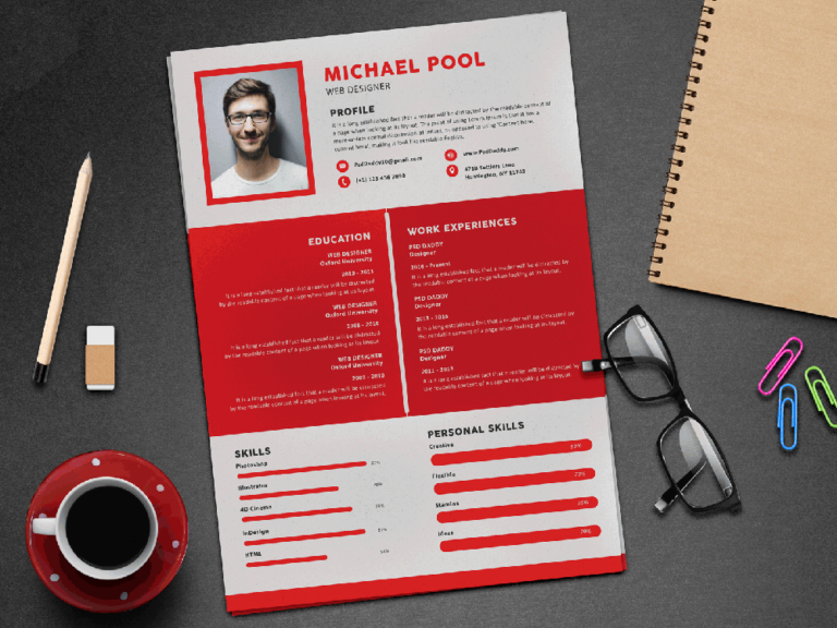 Pool Resume - Free Premium Resume Template with Stylish Design