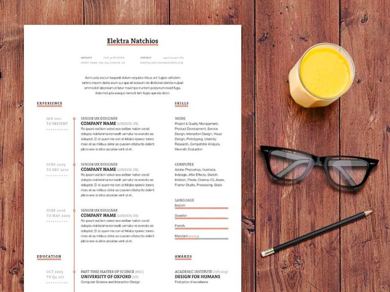 Free Simple Timeline Resume in Indesign Format