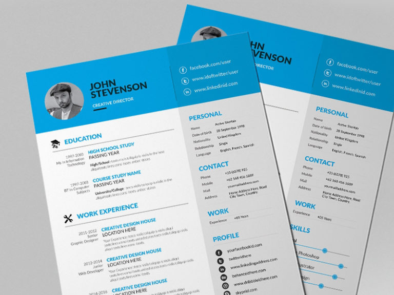 Free Cartoon Resume Template with Creative Design