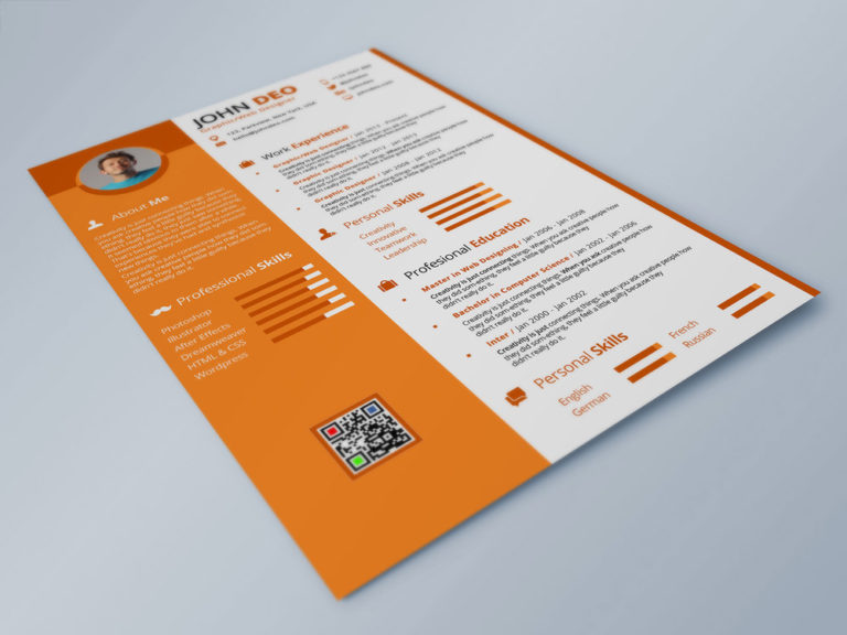 Free Strong Typographic Resume with Cover Letter and Portfolio