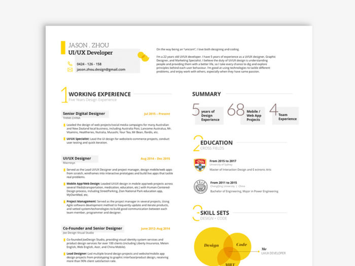 Free UI/UX Resume Template in Sketch File Format