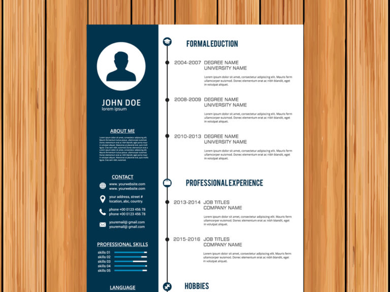 Free Vector CV Template with Timeline Style Design