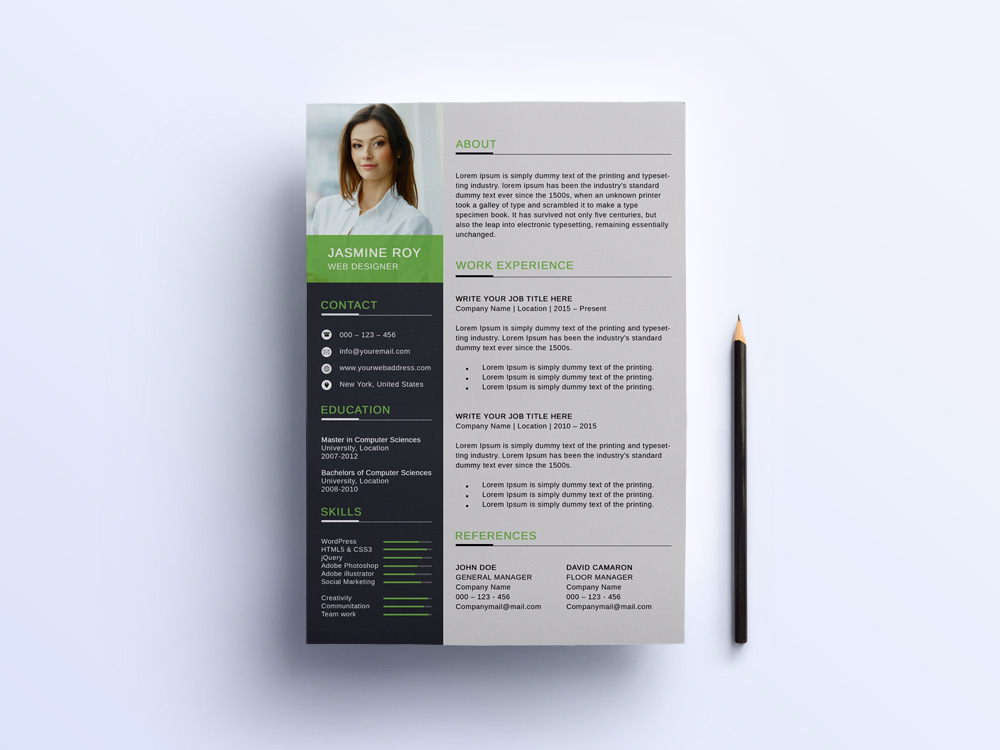 Free Clean CV Template with Formal Style Design