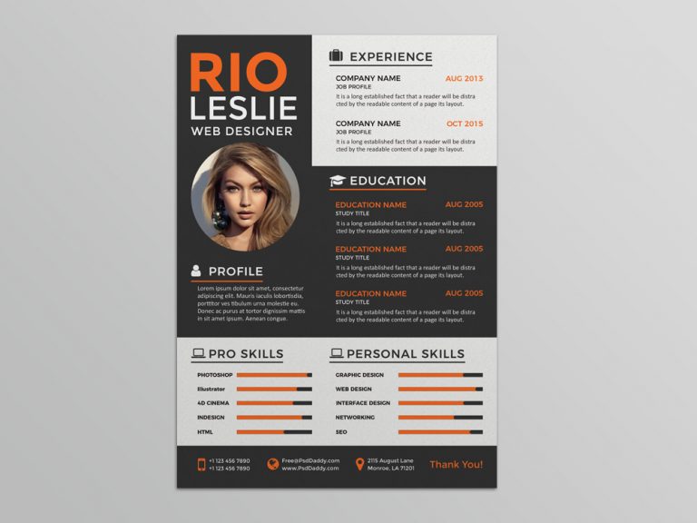 Free Creative Modern Resume Template with Stylish Design