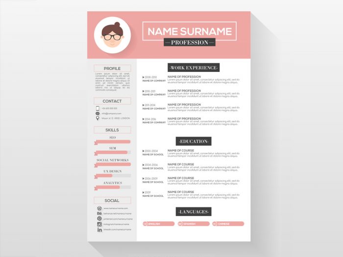 Free Feminine CV Template with Beautiful Design