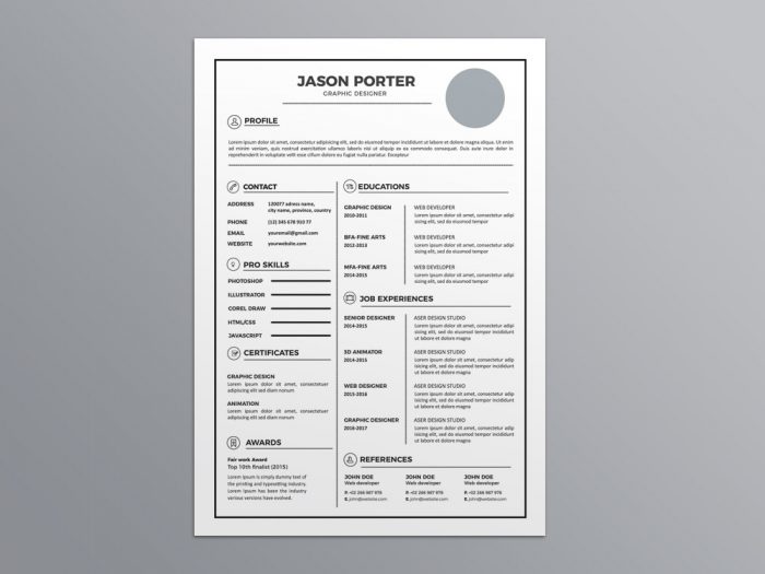 Free Light Elegant CV Template In Illustrator Format