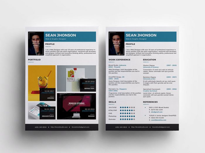 Jobster Resume - Free Modern Resume Template with Portfolio and Cover ...