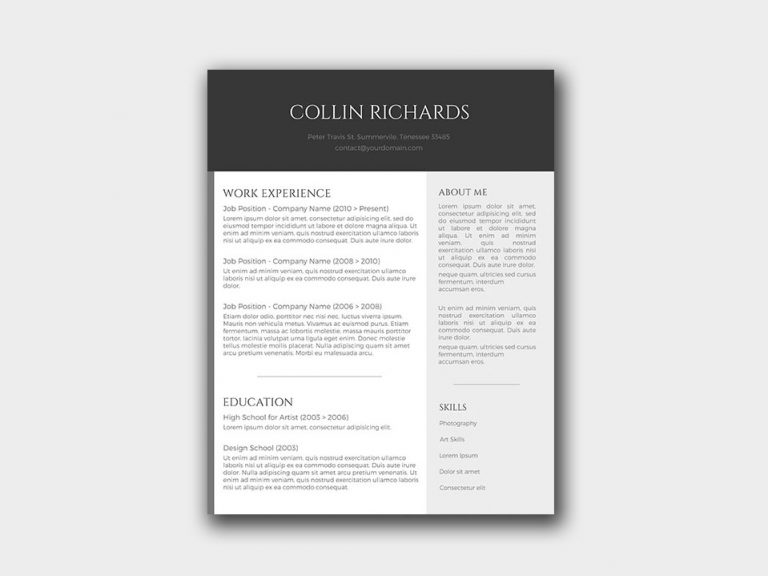 Free Modern and Trendy CV Template with Simple Design
