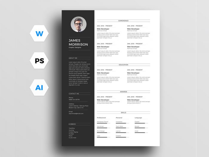 Free Cartoon Resume Template with Creative Design