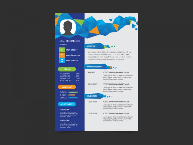 Shian Resume - Free Geometric Resume Template with Flat Style Design