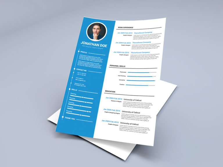 Free Timeline CV Template with Blue Color Scheme