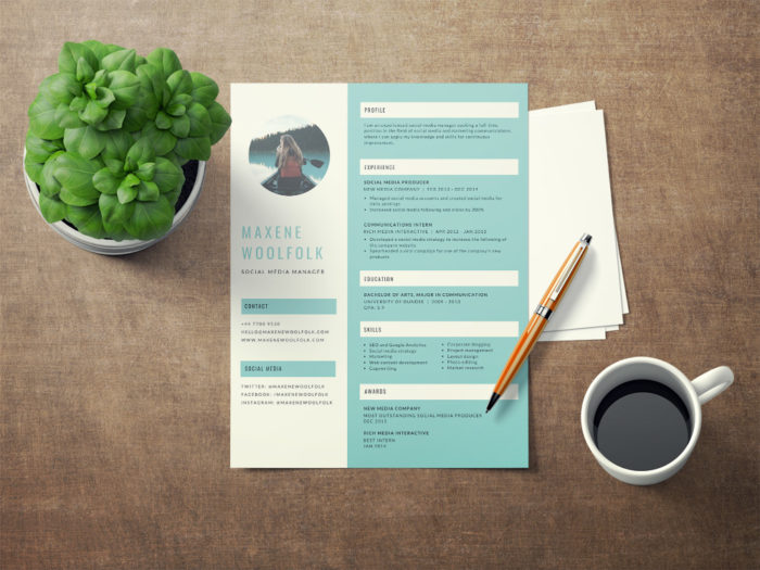 Free Creative Resume Template with Blue Color Scheme