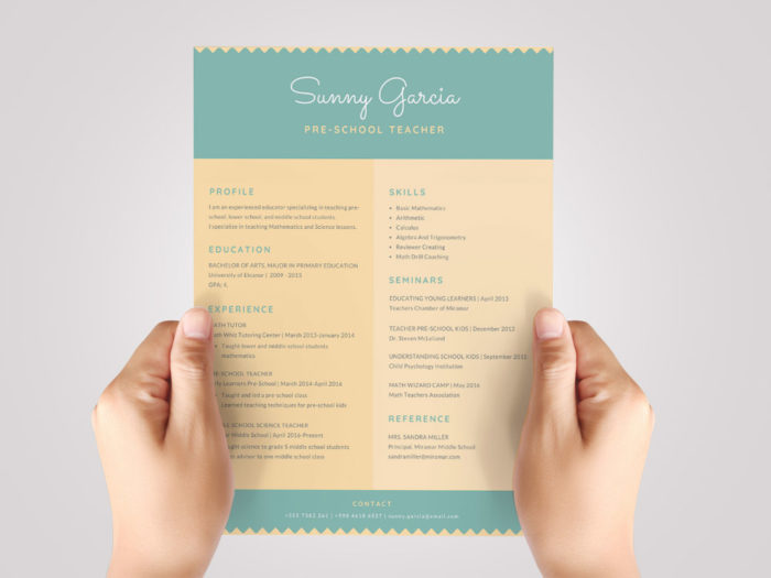 Free Teacher CV Template with Eye-catching Design