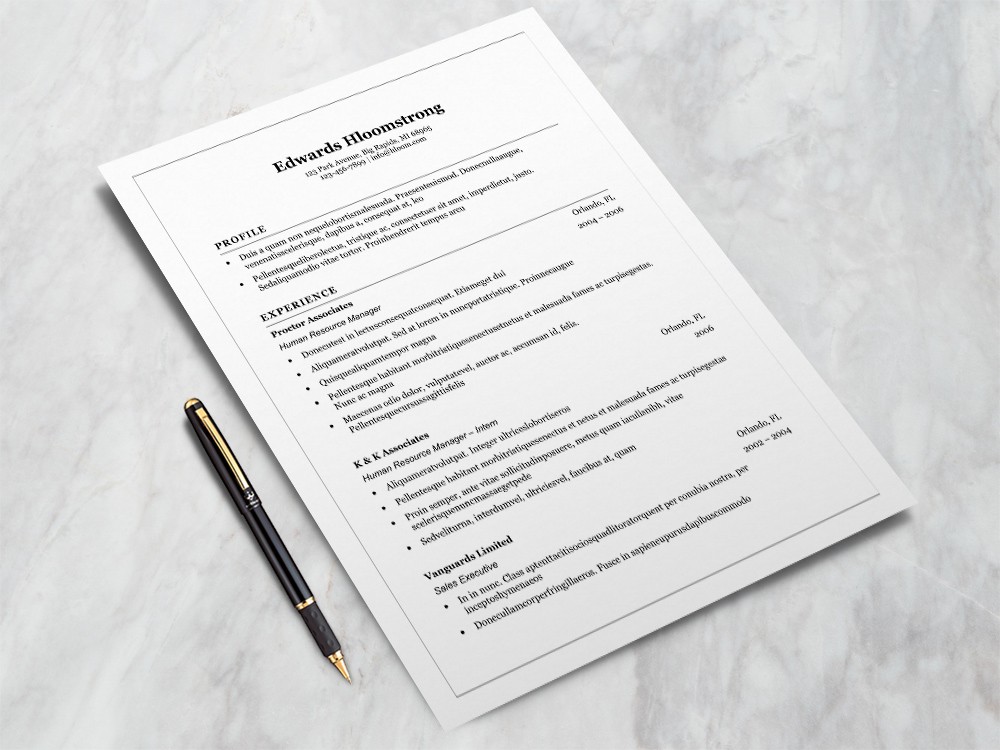 Free Microsoft Word Resume Template with Classic Style Design