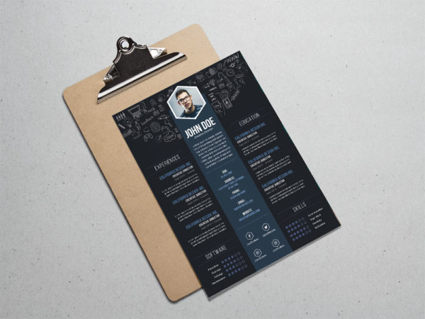 Free Creative Dark Resume Template with Modern Style Design