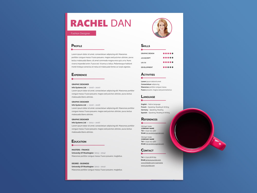 Free Feminine Resume Template with Clear and Elegant Design