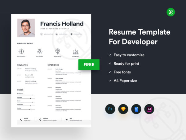 Free Formal Universal Resume Template with Clean Design