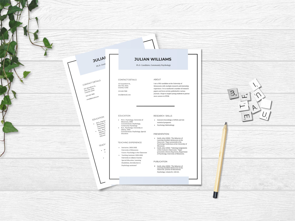 Free Academic CV Template with Formal Style Design