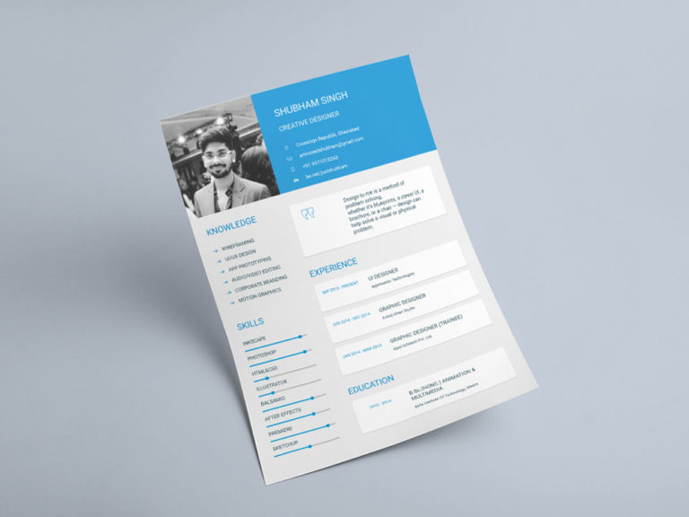 Free Creative Blue Resume Template for Job Seeker