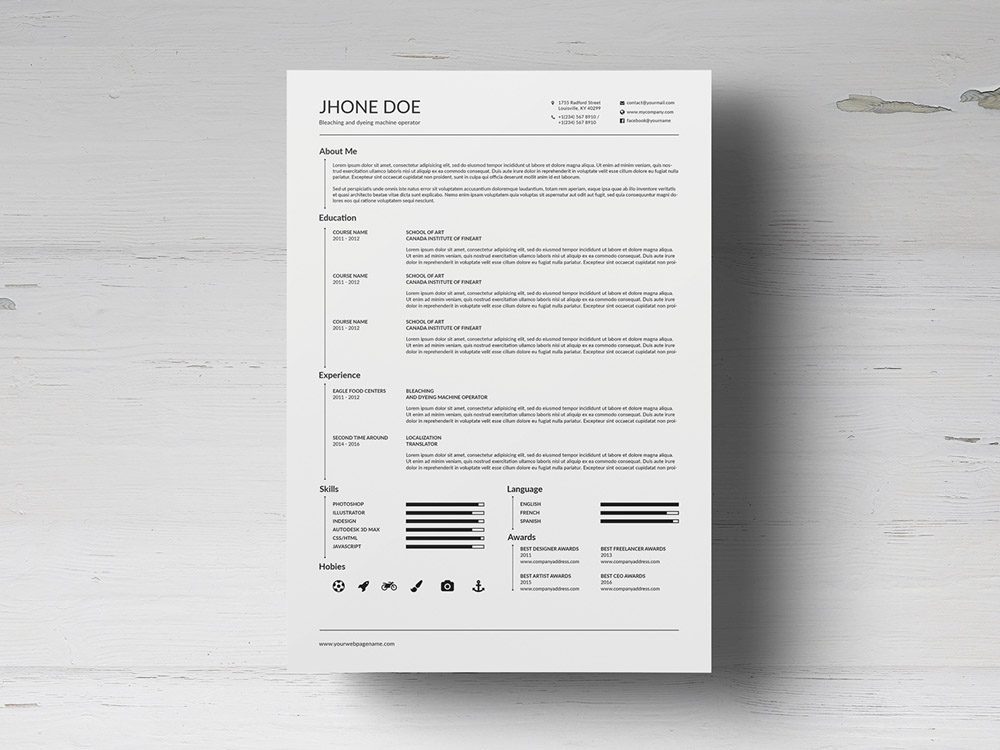 Free Minimalist Timeline CV/Resume with Elegant Design