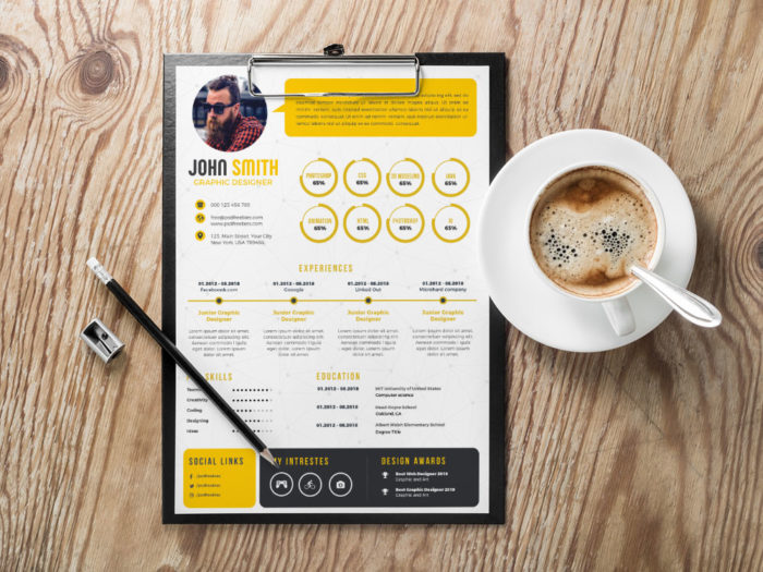 Free Stylish Infographic CV Template with Three Colors Option
