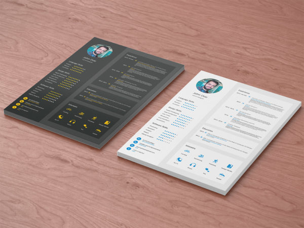 Free Flat Style Resume Template in PSD File format