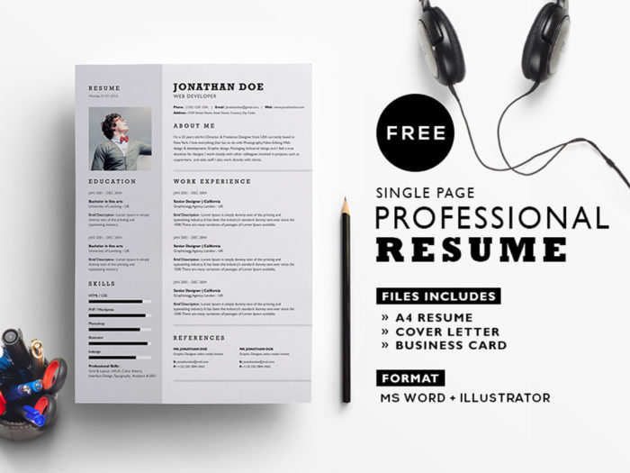 Free Simple Corporate Resume template with Elegant Design