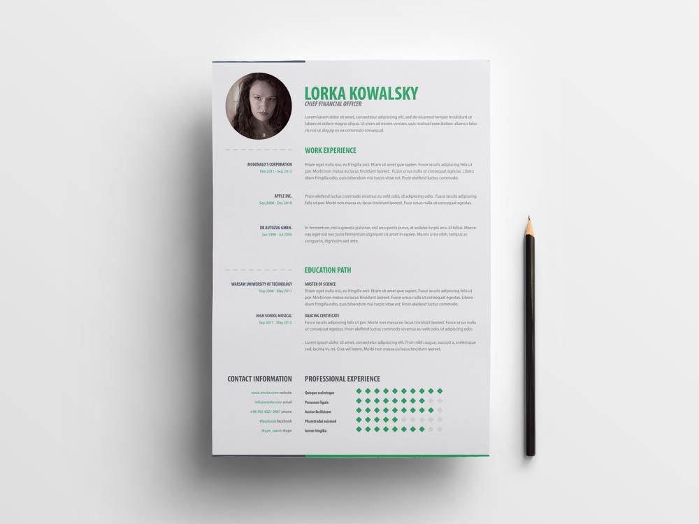 Free Simple Creative CV Template in with Cover Letter Page