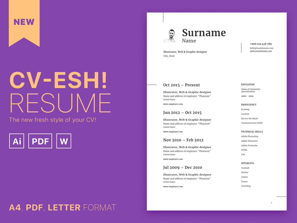 Free Fresh Style Resume Template in Multiple file format
