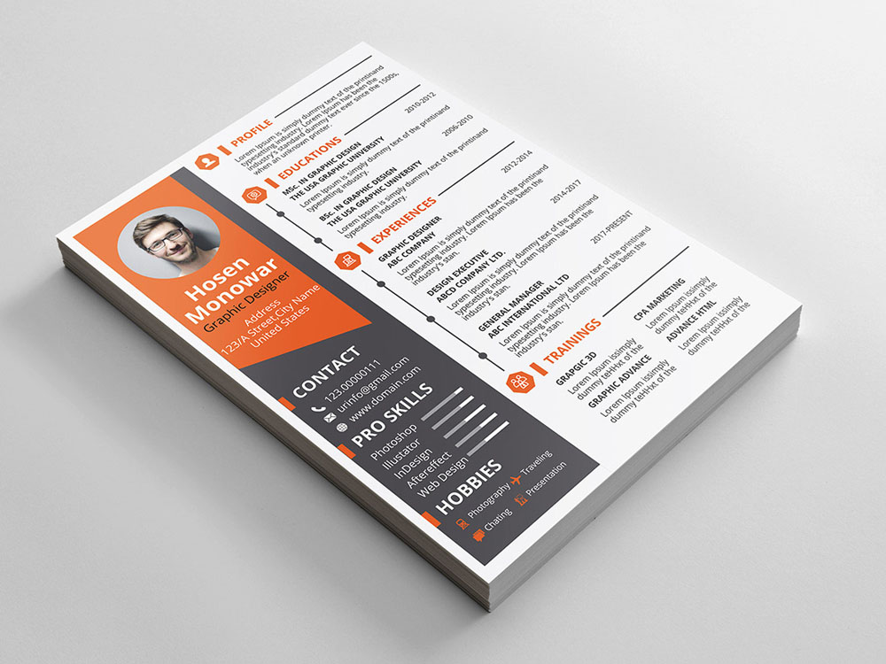 Free Multicolor CV Template in PSD and AI File Format