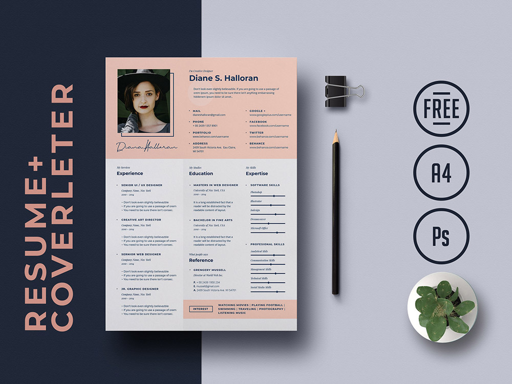 Free PSD Job Resume Template for Your Job Interview